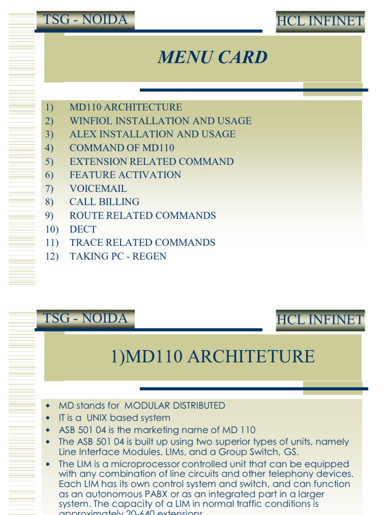 Ericsson MD110 Command Guide | PDF | Computers
