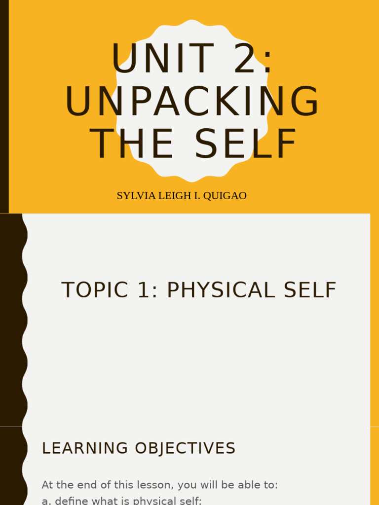 Lesson 6 Physical Self 1 | PDF | Body Image | Self Esteem