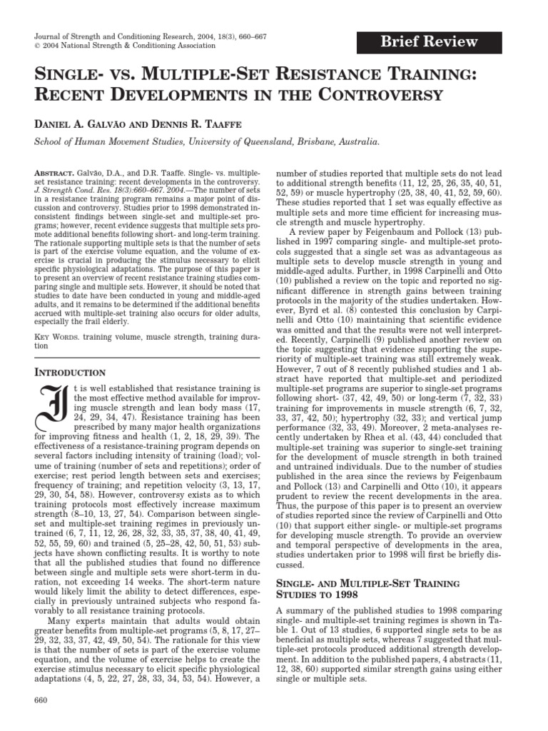 Single- vs. Multiple-Set Resistance Training - Recent Developments in ...