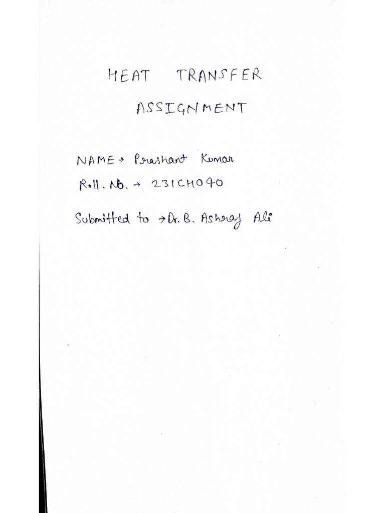 Heat Transfer Assignment | PDF