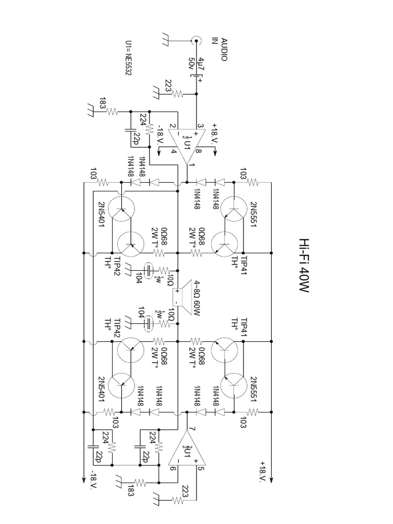 40W Hi-Fi Amplifier Circuit Diagram | PDF