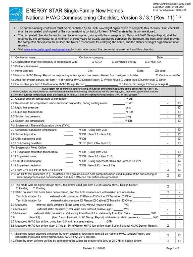 National HVAC Commissioning Checklist - Rev 11 | PDF ...