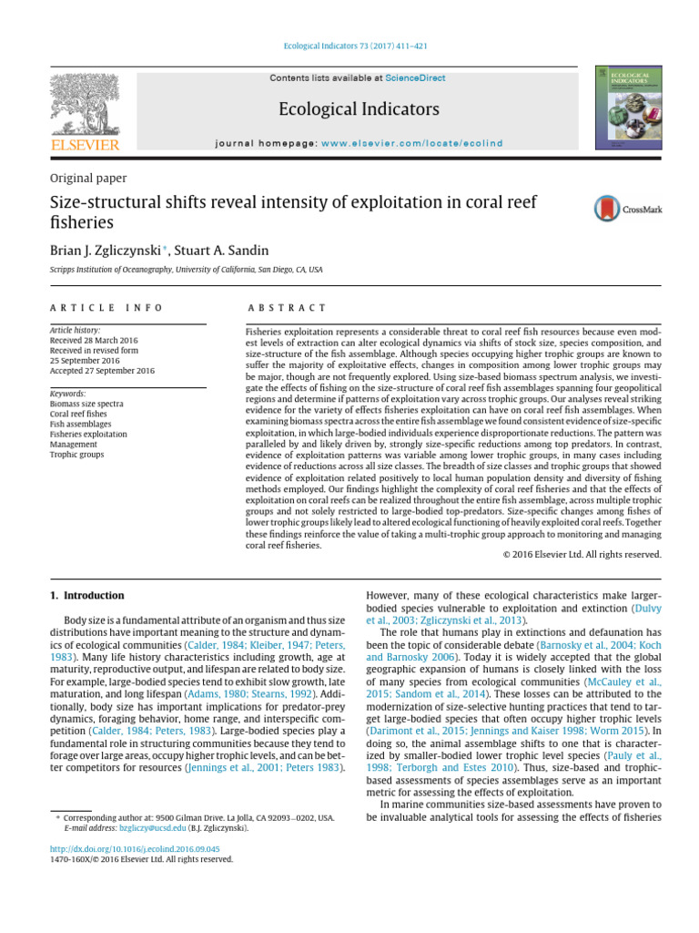 Size-Structural Shifts Reveal Intensity of Exploitation in Coral Reef ...