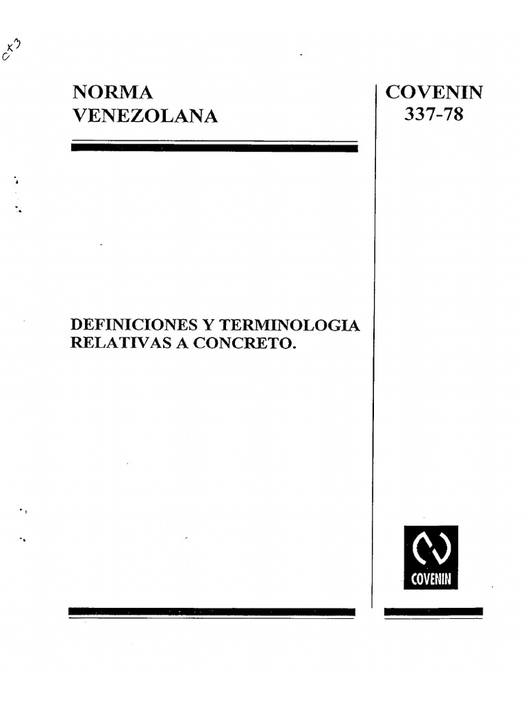 Covenin 337-78 Definiciones y Terminologia Relativas Al Concreto | PDF