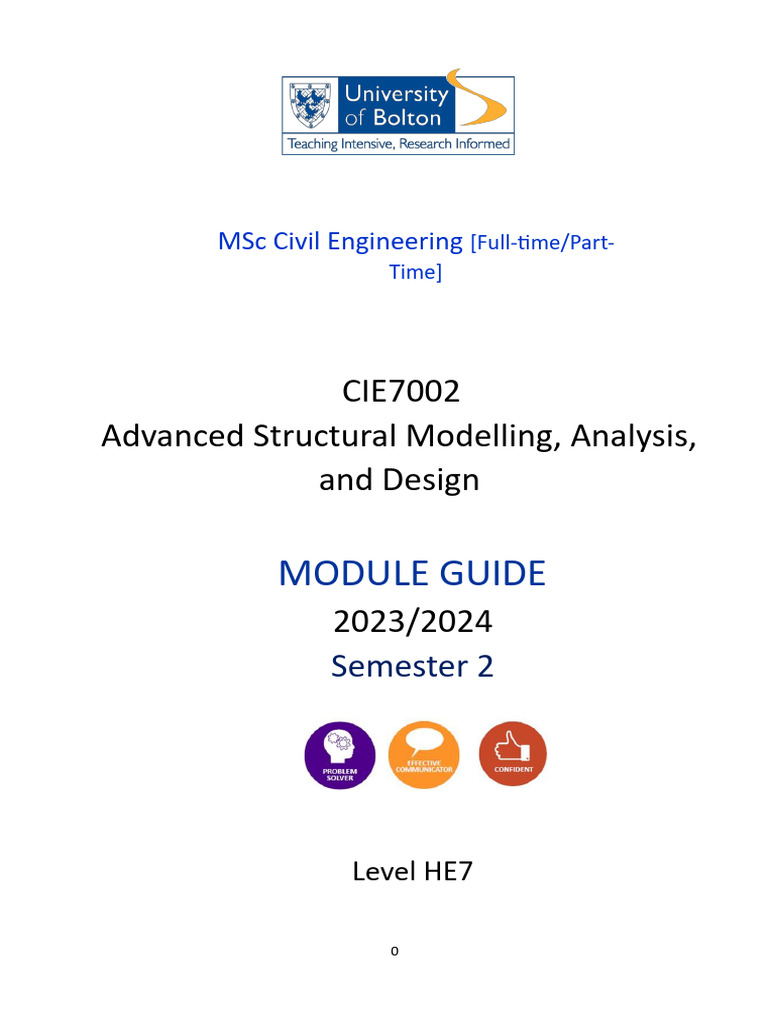 CIE7002-Module Guide-2023-24 | PDF | Theory | Structural Analysis