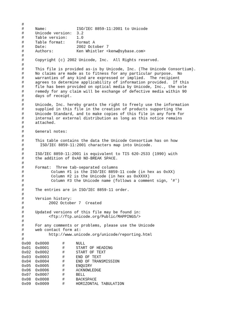 8859 11 | PDF | Graphemes | Character Encoding