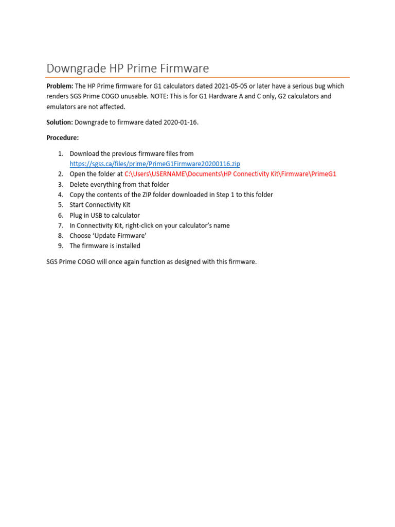 Downgrade Firmware | PDF
