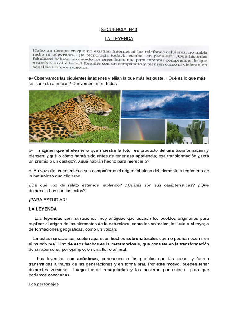 Actividades sobre la Leyenda del Hornero | PDF | Verbo | Leyendas