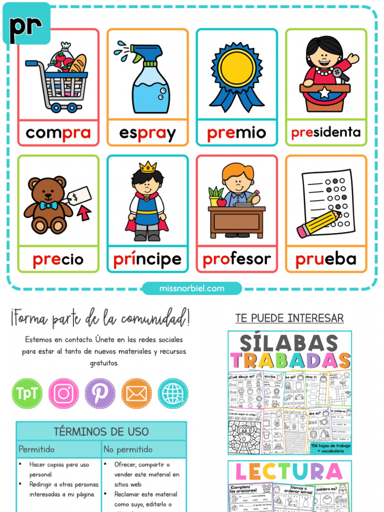 Imágenes con PR para Lectoescritura | PDF