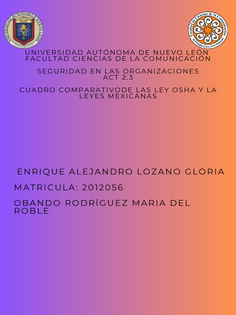 Comparativa Ley OSHA y Leyes Mexicanas | PDF | Administración de ...