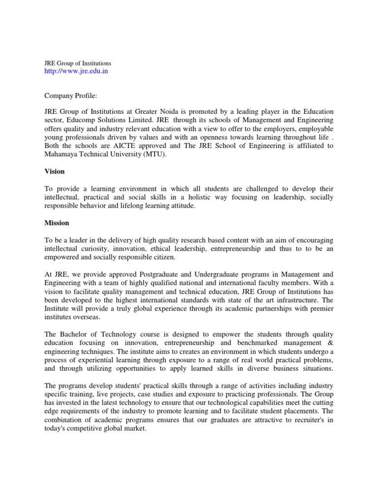 1255 1326347850 Educomp Raffles Company Profile JRE | PDF