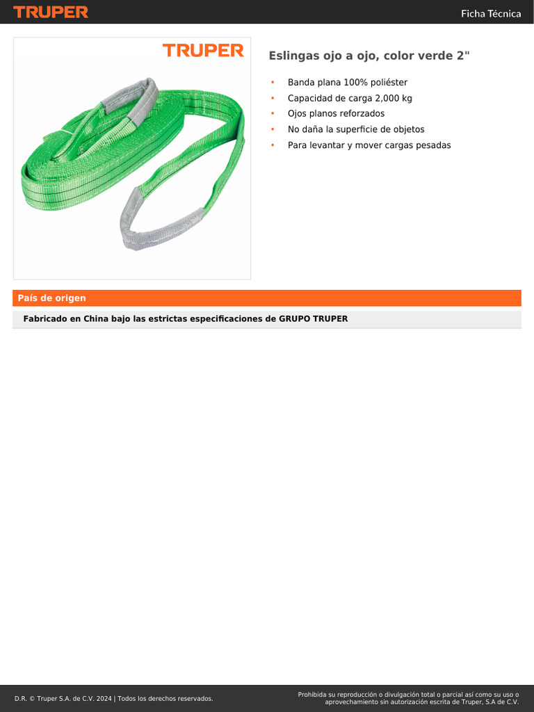 Ficha Tecnica Eslinga | PDF