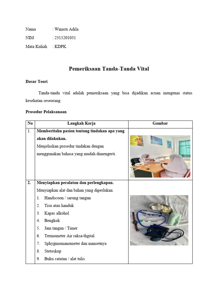 Prosedur Pemeriksaan Tanda Vital | PDF