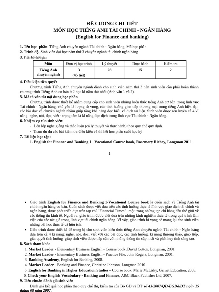 DE CUONG T.A TCNH (45 Tiet Tin Chi) | PDF