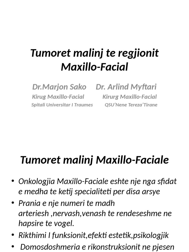Tumoret Malinj Te Regjionit Maxillo Facial | PDF
