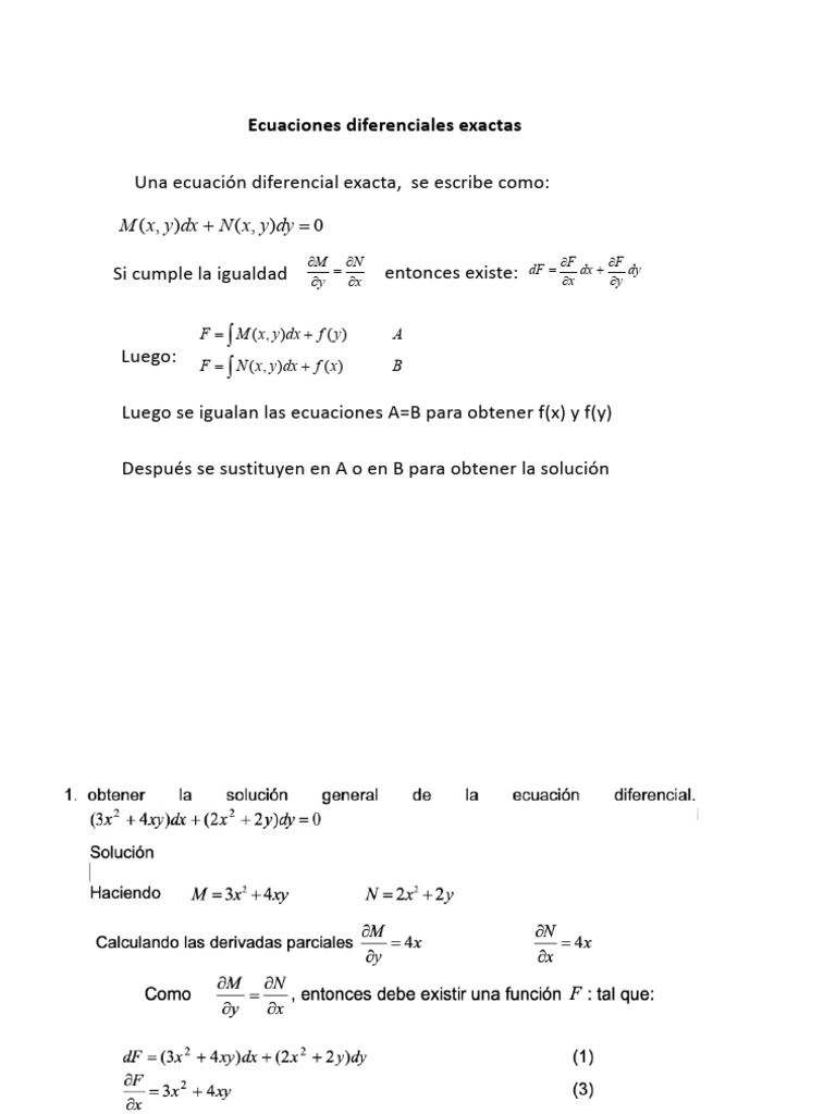 Ecuaciones Diferenciales Exactas | PDF