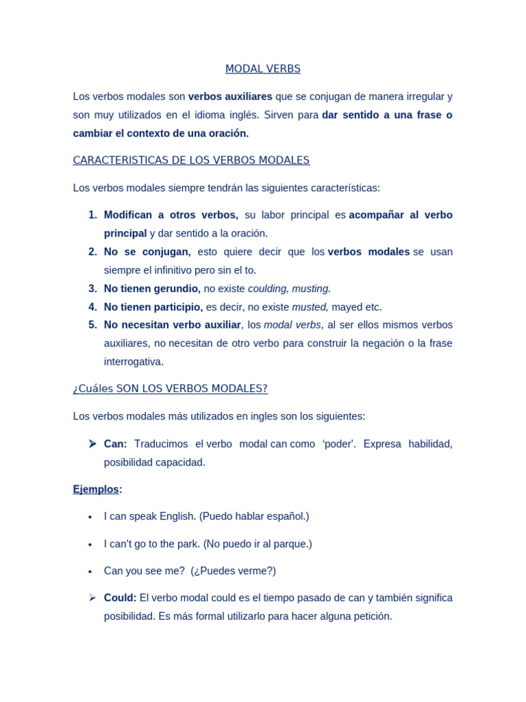Verbos Modales Tema Oficial | PDF | Verbo | Morfología