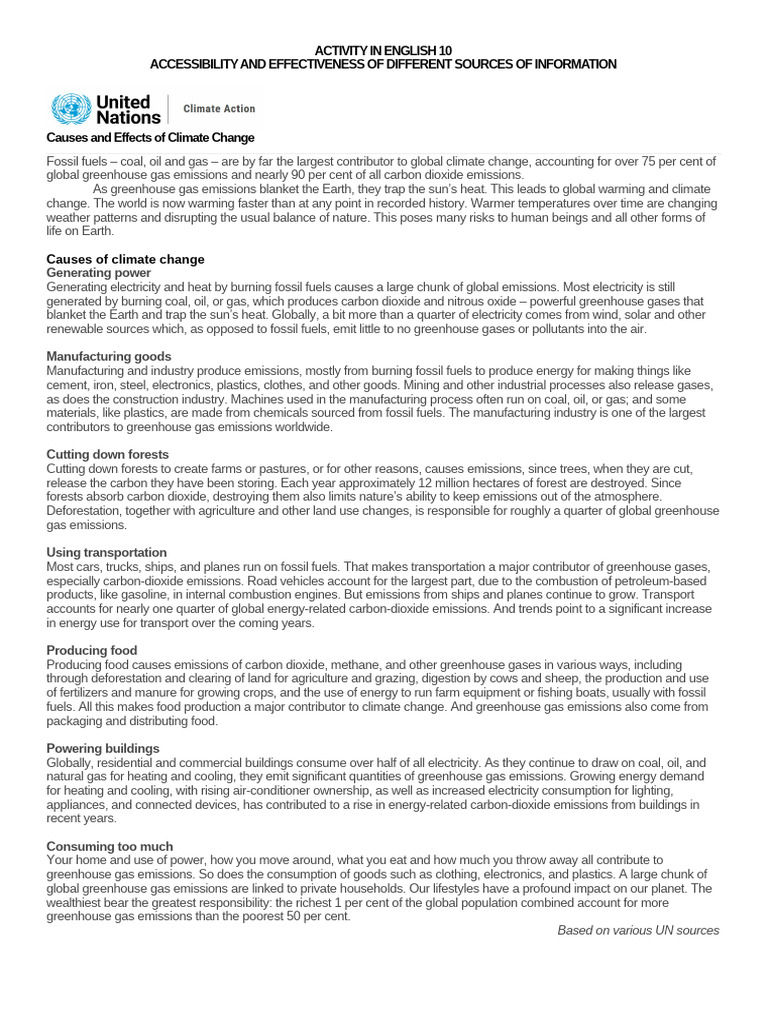 Accessibility and Effectiveness Perf Task | PDF | Climate Change | Natural Gas