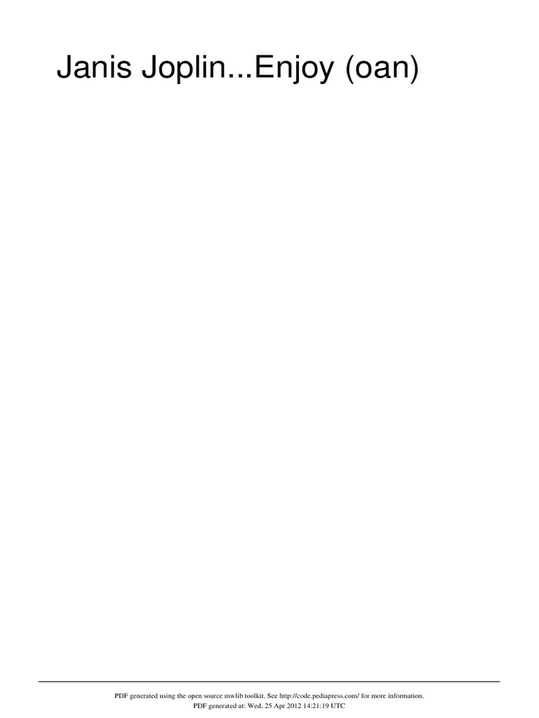 Janis Joplin... Enjoy | PDF