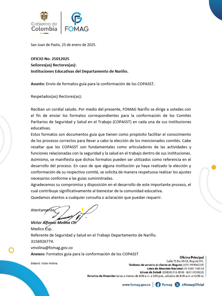 Oficio de Documentacion COPASST | PDF