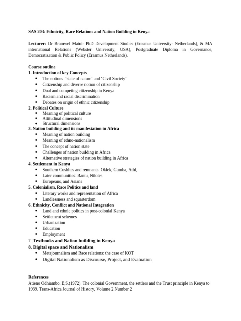 SAS 203- course outline- topic 1 and 2 | PDF | Discrimination & Race ...
