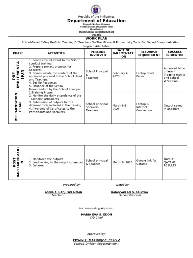 worplan-INSET-2024 | PDF | Computing