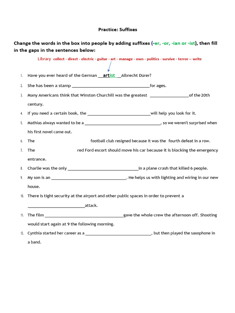 2.9-Suffixes Practice | PDF