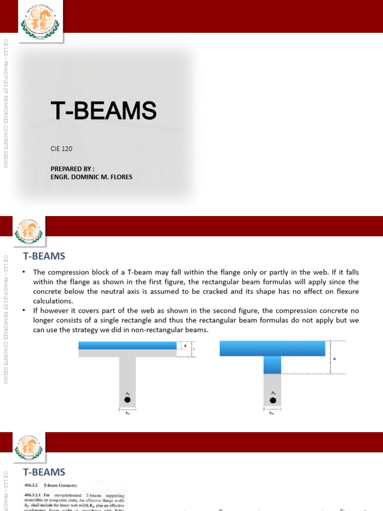 RCD 04.2 Analysis and Design of T Beams | PDF