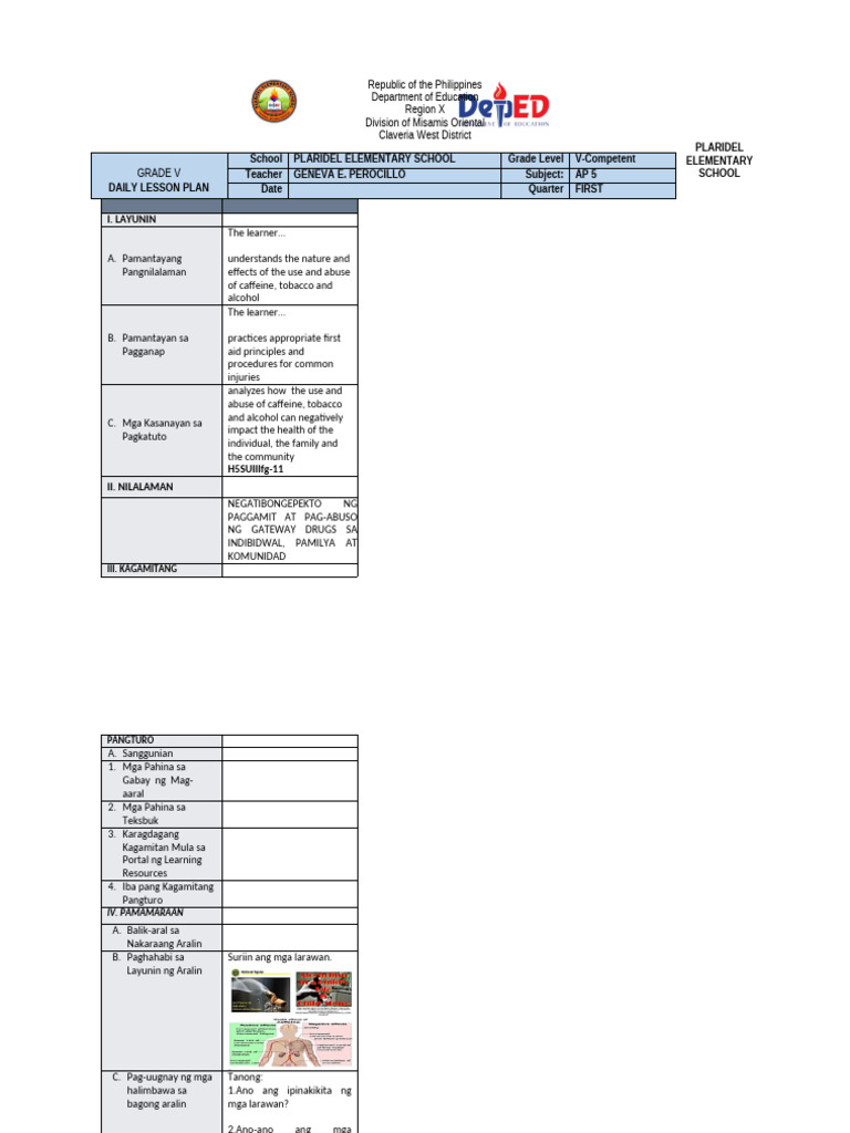 DLL Mapeh 5 q3 w8 v2 | PDF