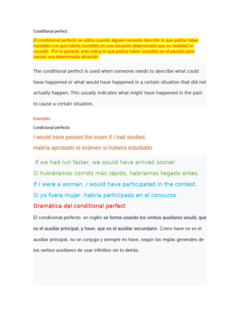 Conditional Perfect Todo | PDF | Mecánica del lenguaje | Relaciones ...