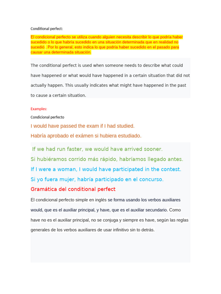 Conditional Perfect | PDF