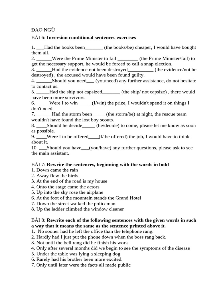 Inversion Exercises for Conditionals | PDF