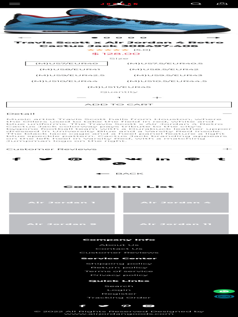Travis Scott X Air Jordan 4 Retro Cactus Jack 308497-406 - Air Jordans Shoes Sale Online | PDF