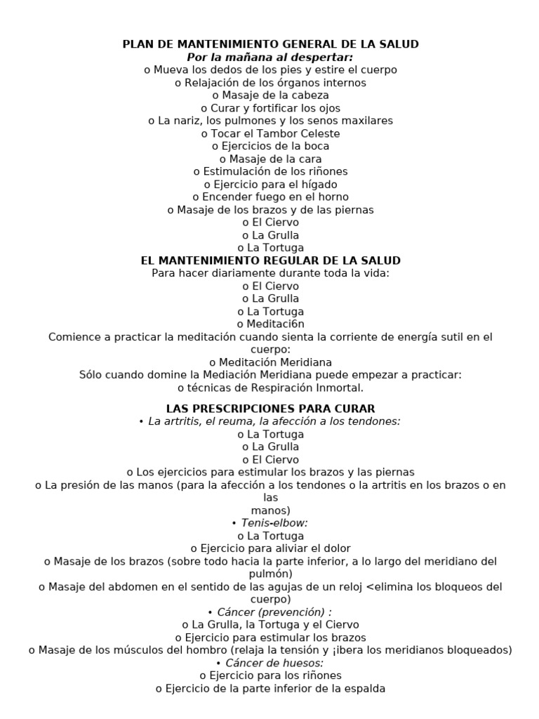 Plan de Mtto Gral de La Salud | PDF | Masaje | Abdomen