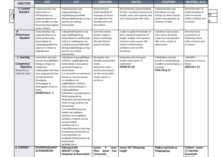 DLL_ALL SUBJECTS 2_Q4_W1_D4 | PDF