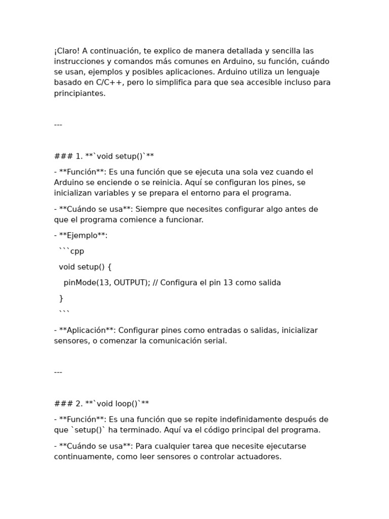 comandis arduino | PDF | Programa de computadora | Programación
