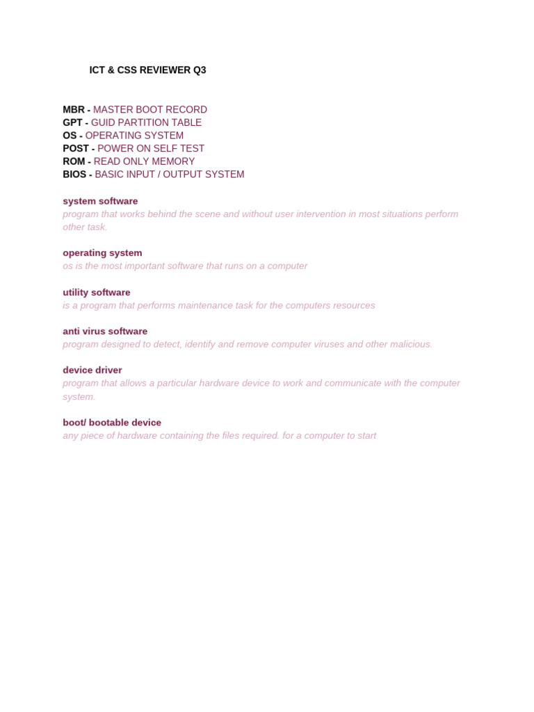 Ict & Css Reviewer q3 | PDF