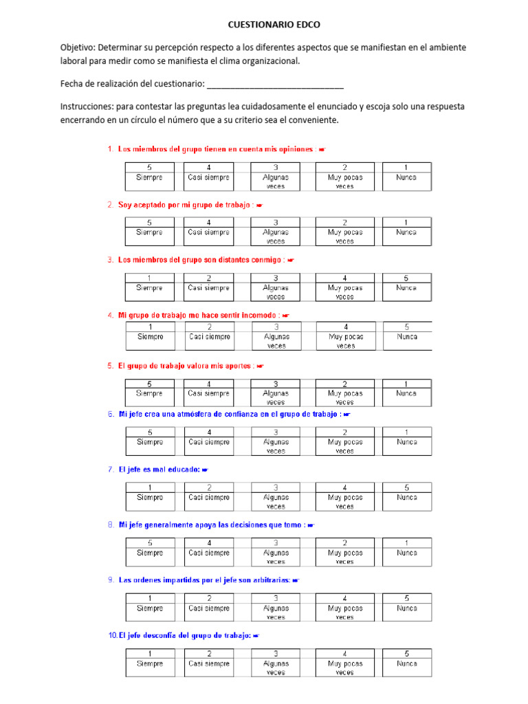 Cuestionario Edco | PDF