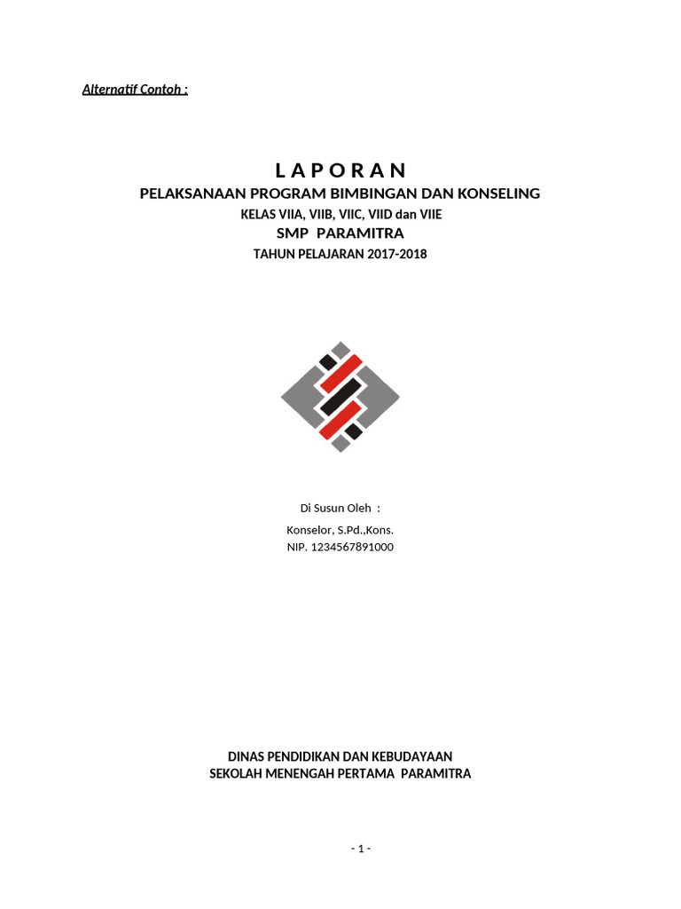 Alternatif Contoh Laporan Pelaksanaan BK Untuk SMP-MTs | PDF