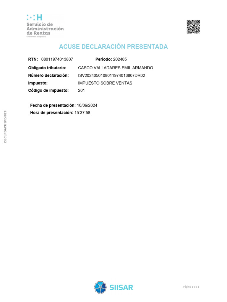 Acuse Declaración Presentada | PDF