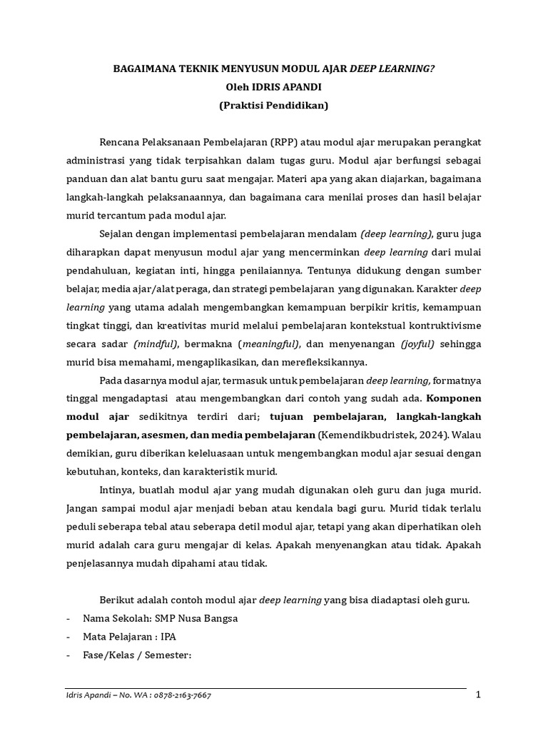 2b-Bagaimana Menyusun Modul Ajar Deep Learning | PDF