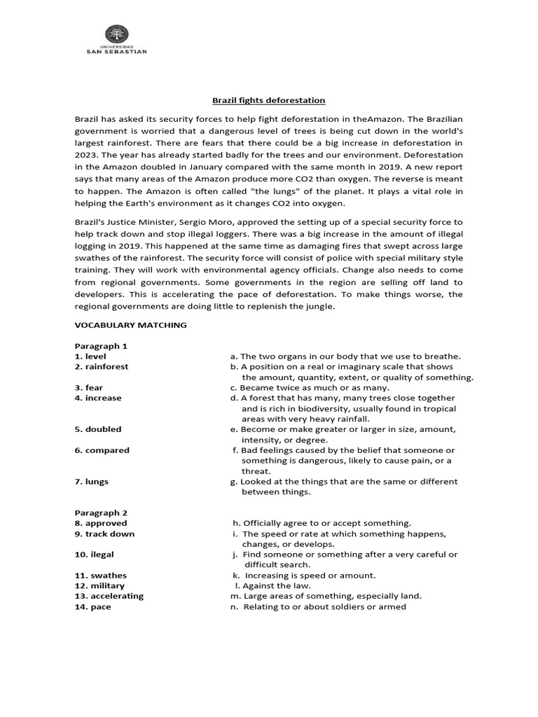 LESSON 9 BRAZIL FIGHTS DEFORESTATION | PDF | Amazon Rainforest ...