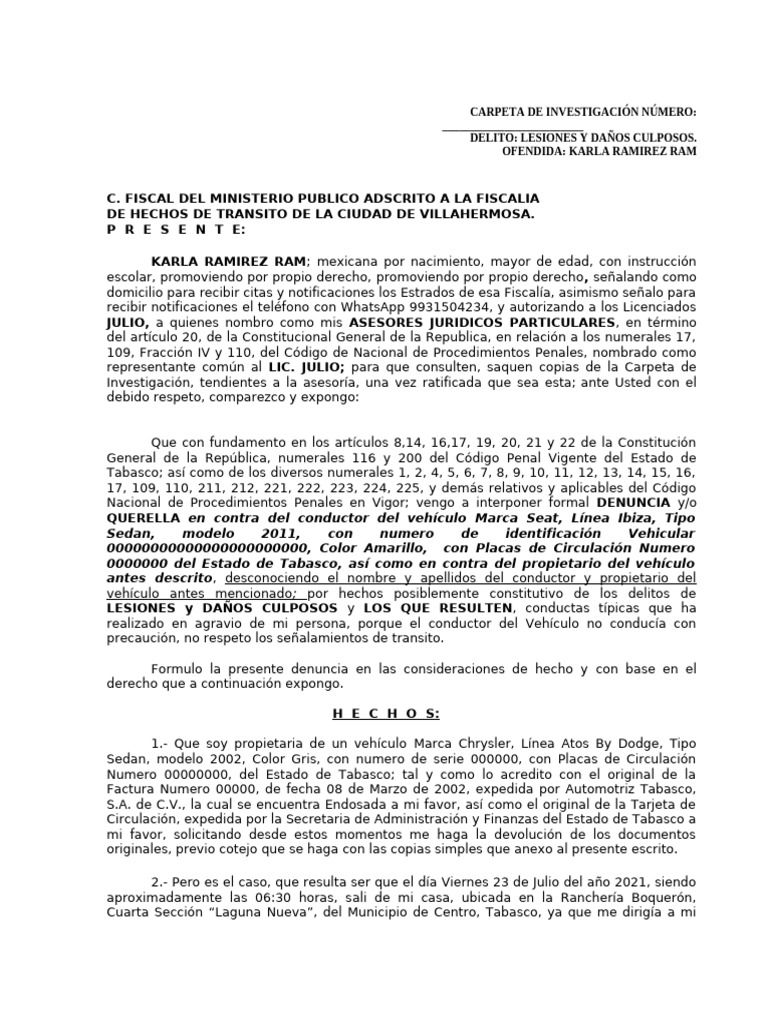 Formato para Denuncia de Daños | PDF | Queja | Fiscal