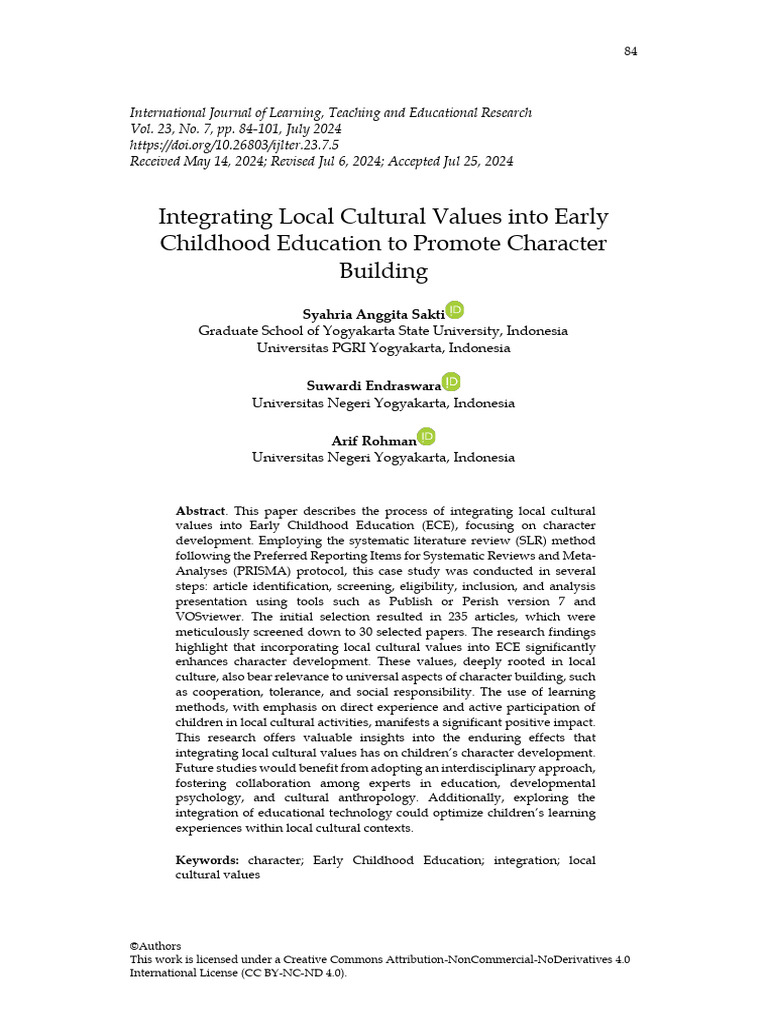 Local Values in Early Childhood Education | PDF | Early Childhood ...