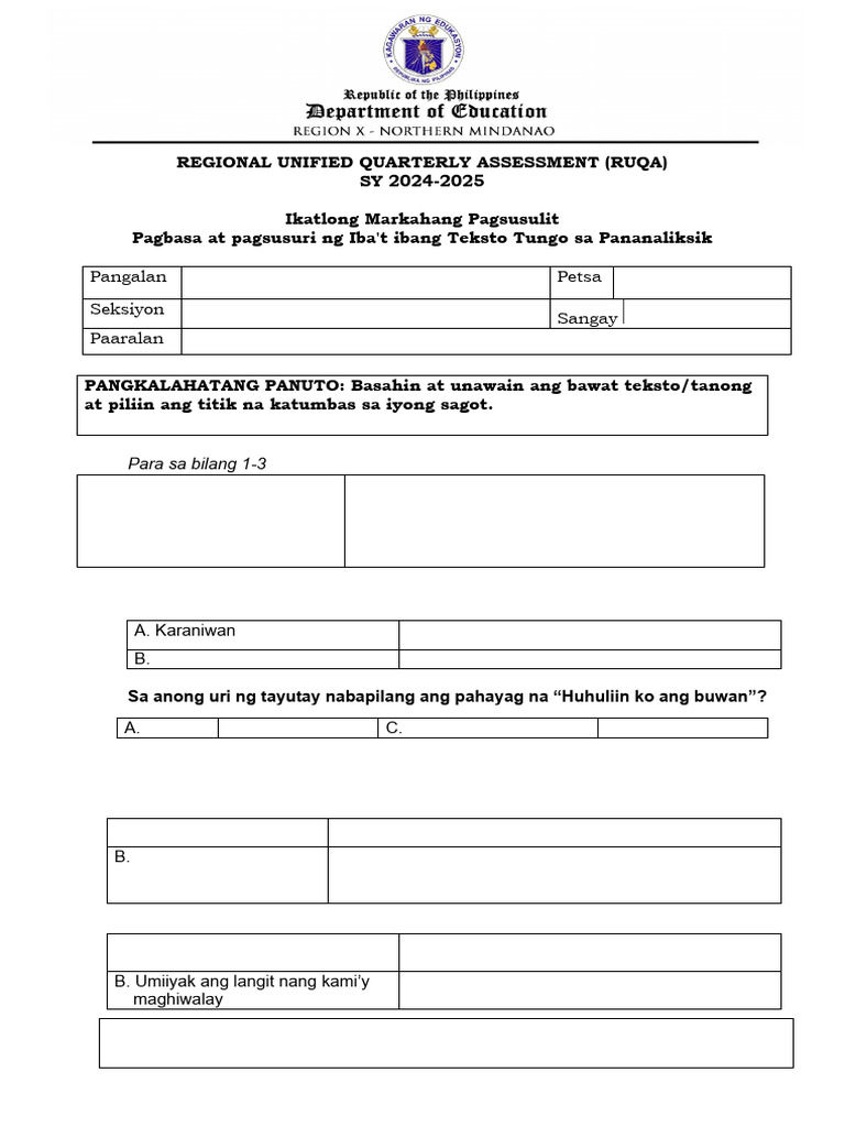 Filipino 11 Pagbasa at Pagsusuri Ng Ibat Ibang Teksto Tungo Sa ...