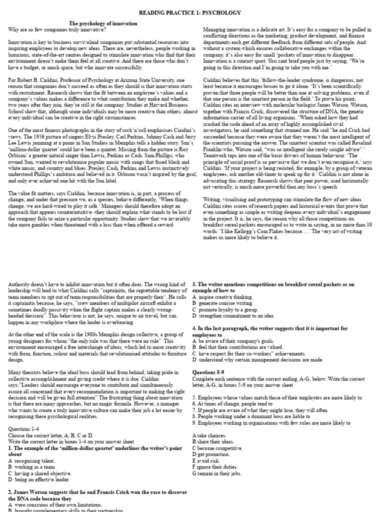 Psychology of Innovation in Business | PDF