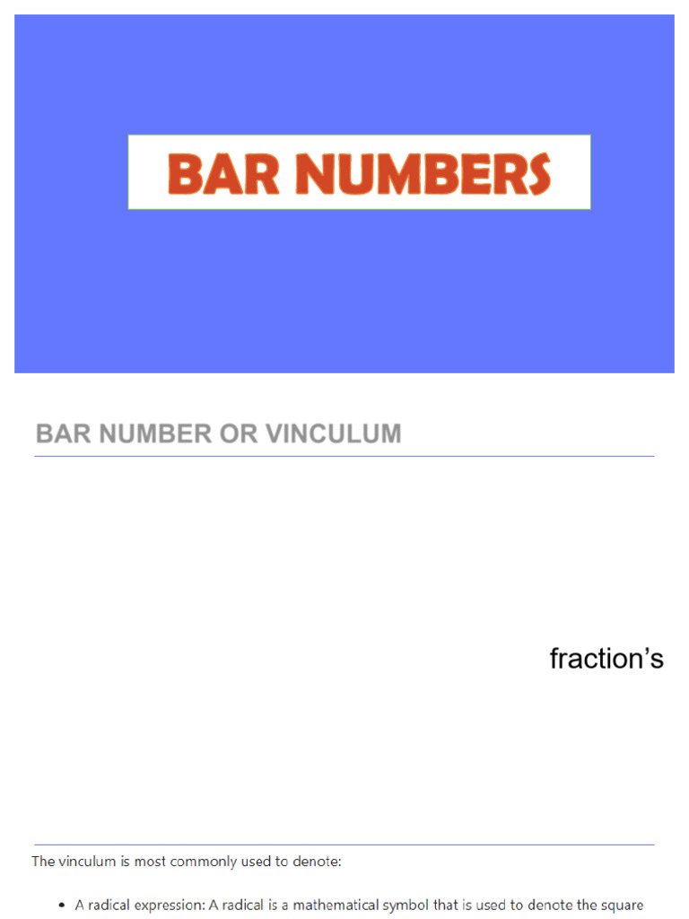 Bar Numbers and Duplex | PDF | Mathematical Objects | Notation