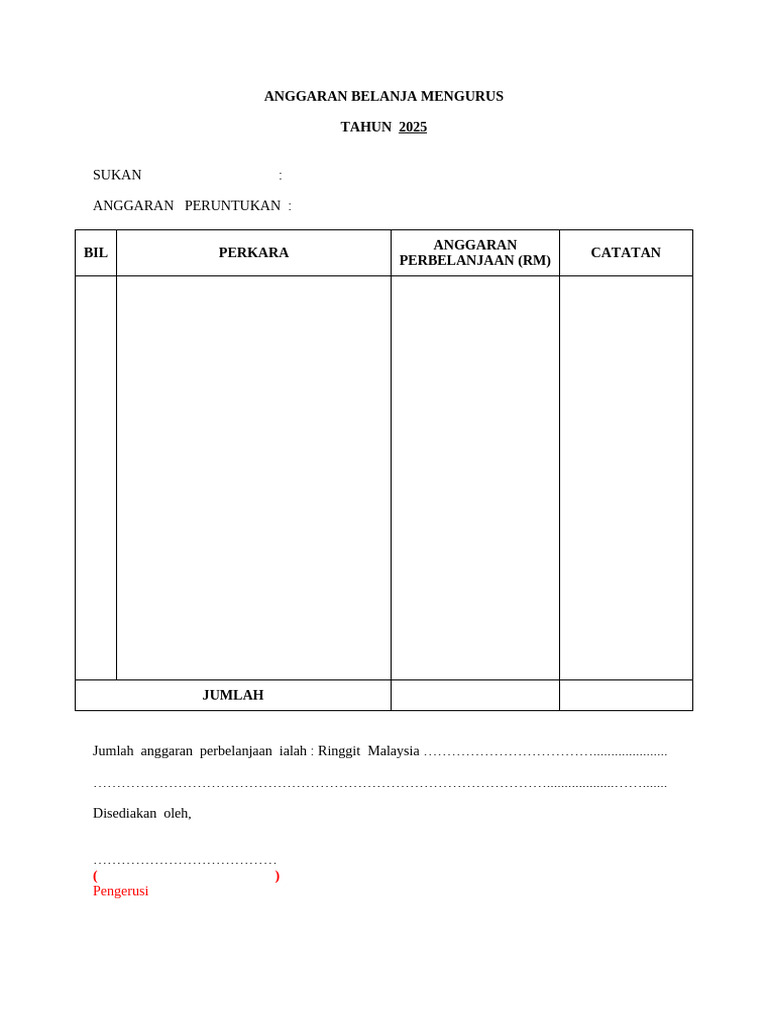 Anggaran Belanja Mengurus Sukan | PDF