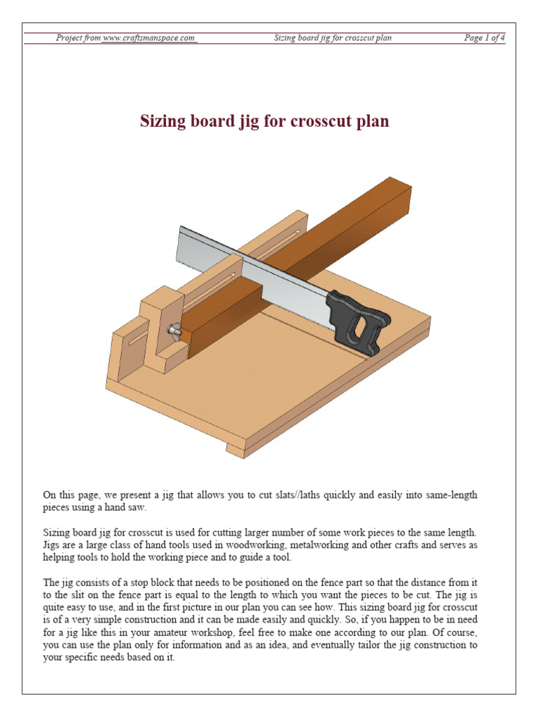 Crosscut Sizing Board Jig Plan | PDF