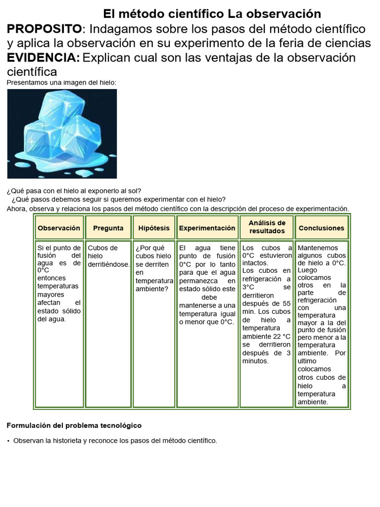 CTA metodo cientifico. La observación. | PDF | Hipótesis | Observación